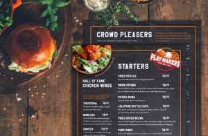 Playmakers Sports Bar Menus - Creative Chameleon Studio