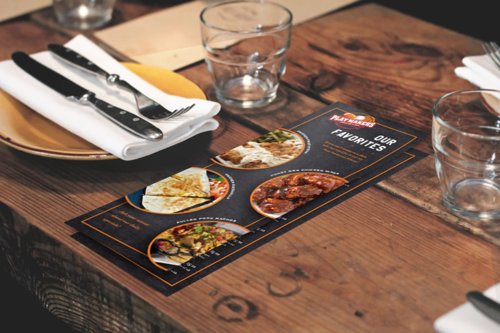 Playmakers Sports Bar Menus - Creative Chameleon Studio